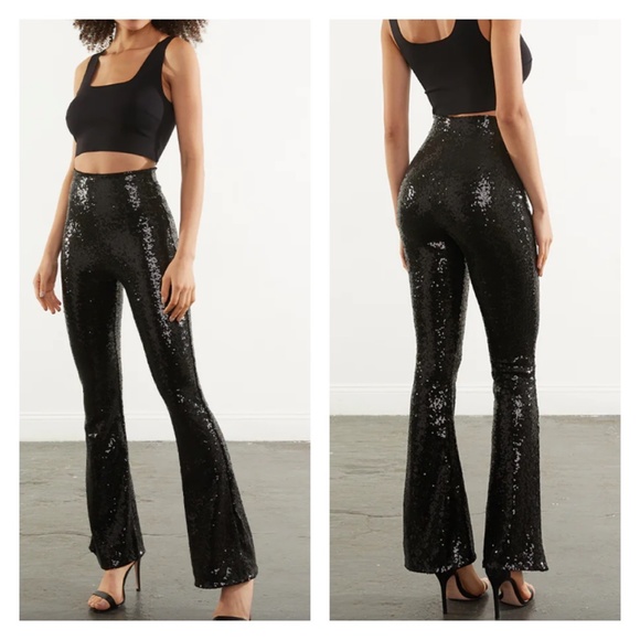 Commando | Pants & Jumpsuits | Commando Black Sequin Pull On Flare ...